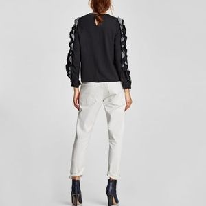 Zara | Tops | Zara Ruffled Long Sleeve Top | Poshmark
